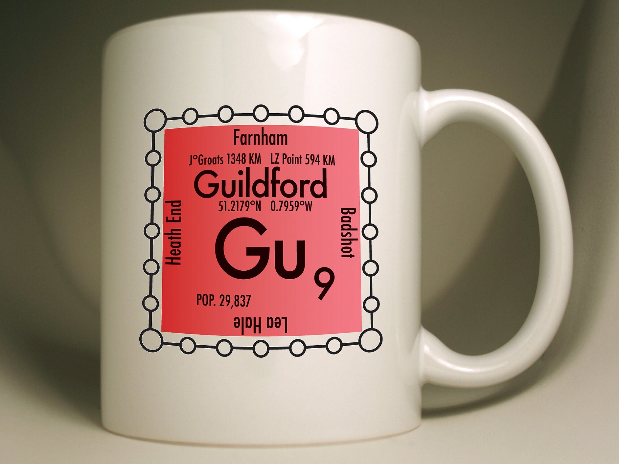 Guildford Mug With a Chemistry Design: GU Postcodes - Etsy