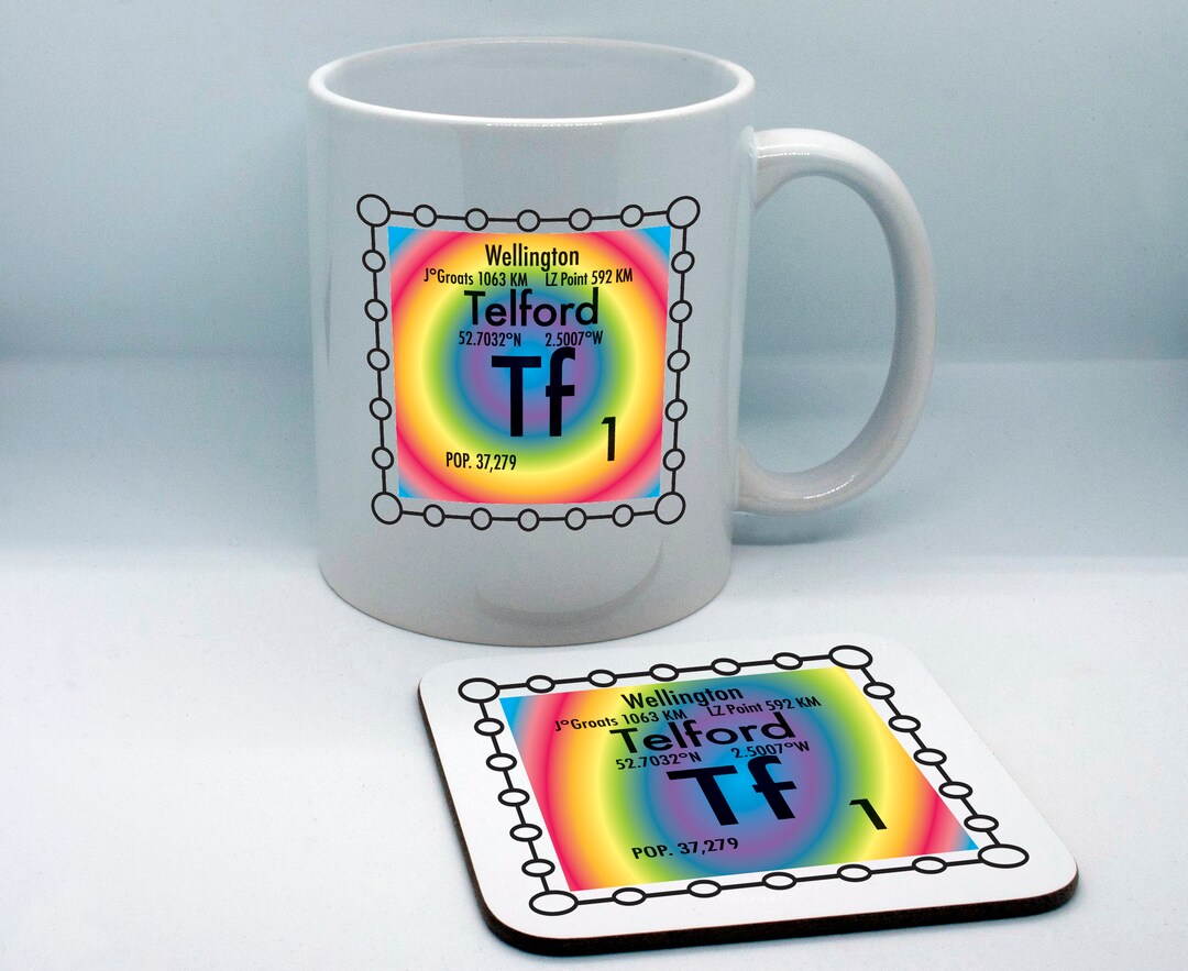 Telford Tf Postcode Mug and Coaster Personalised Science - Etsy UK
