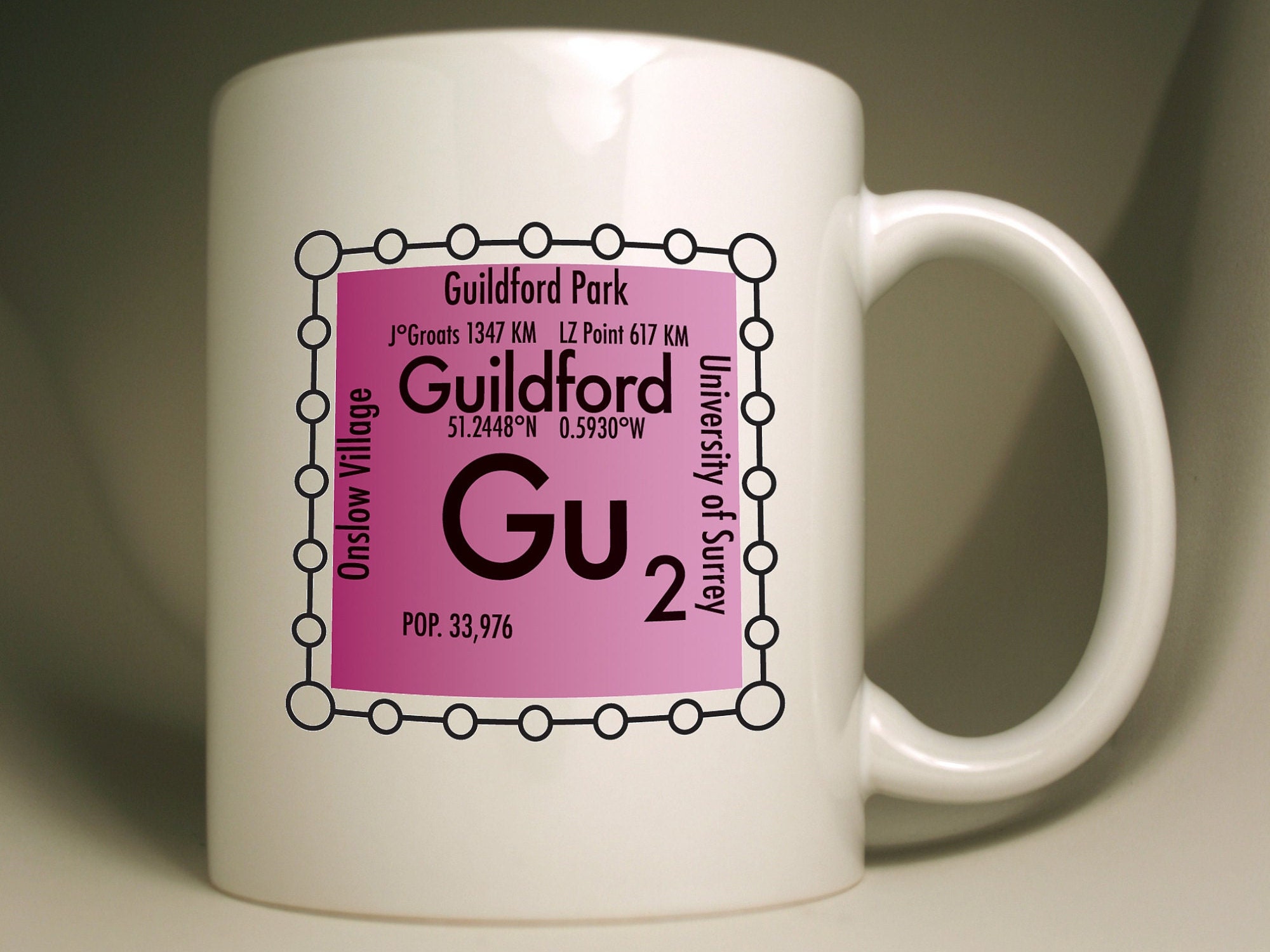 Guildford Mug With a Chemistry Design: GU Postcodes - Etsy
