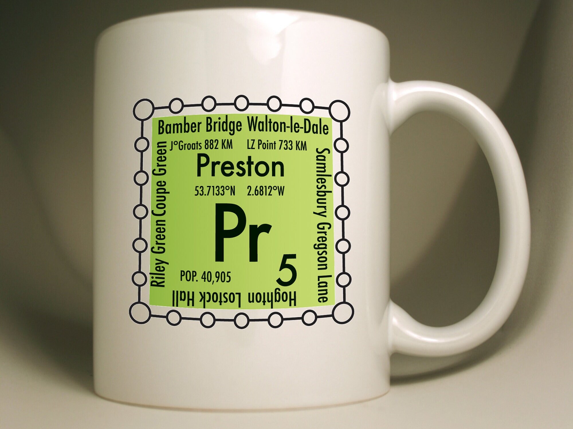 Preston Pr Postcode Mug With Personalised Science & Chemistry Design ...
