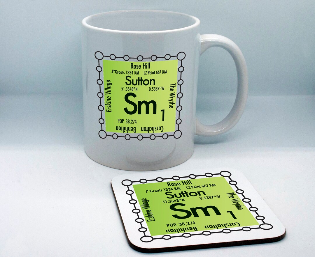Sutton Sm Postcode Mug and Coaster Personalised Science, Chemistry Set ...