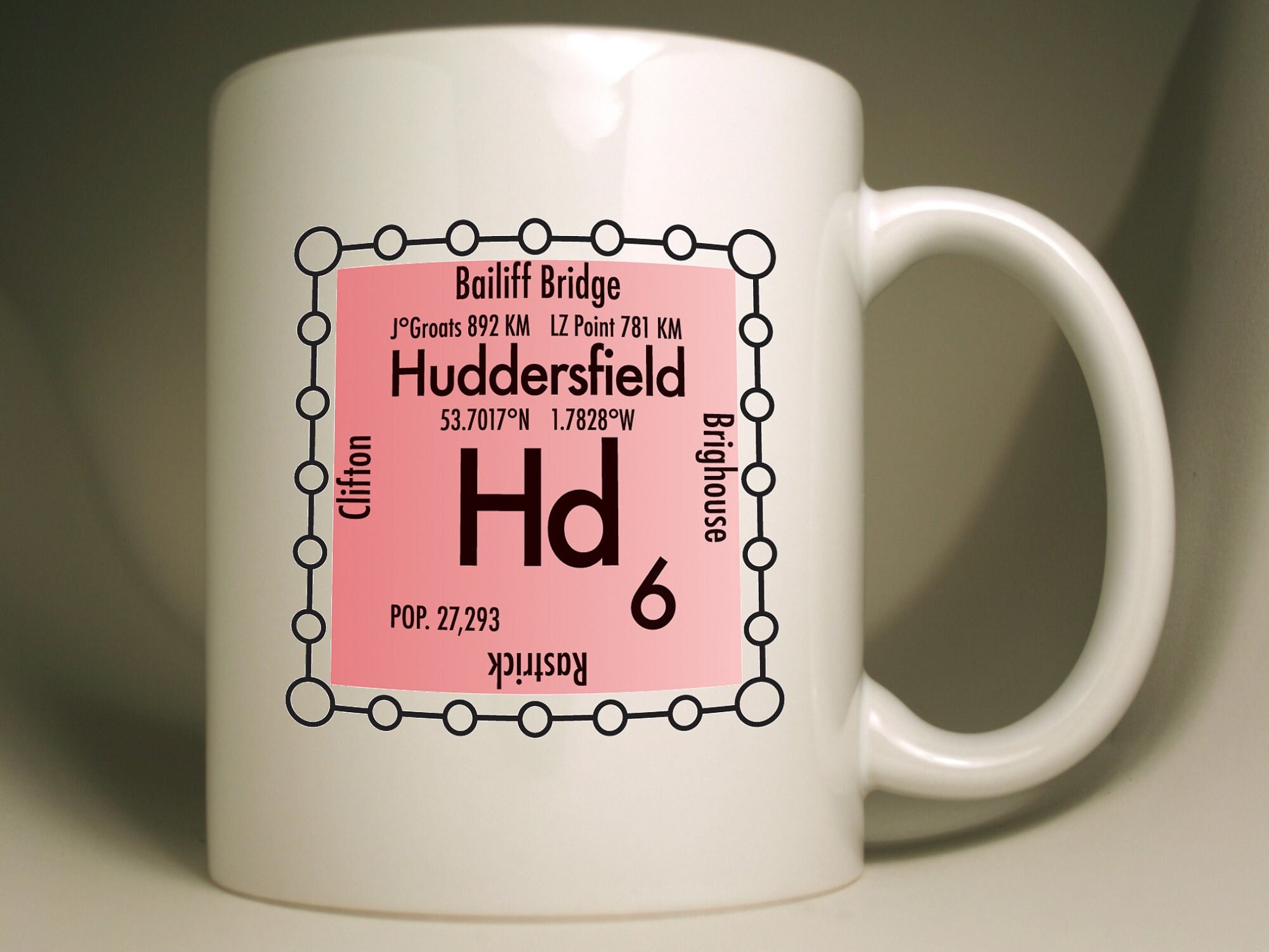 Huddersfield Custom Hd Postcode Mug With Science Design - Etsy