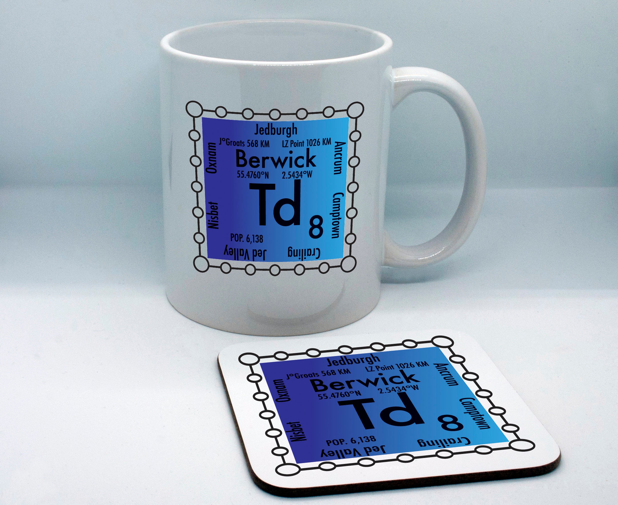 Berwick Td Postcode Coaster and Mug Personalised Science, Chemistry Set ...