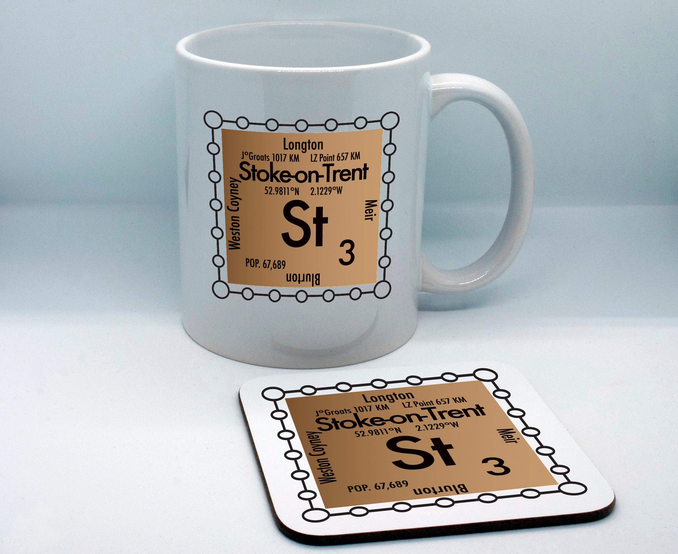 Stoke Mug and Coaster With a Chemistry Design: ST Postcodes - Etsy