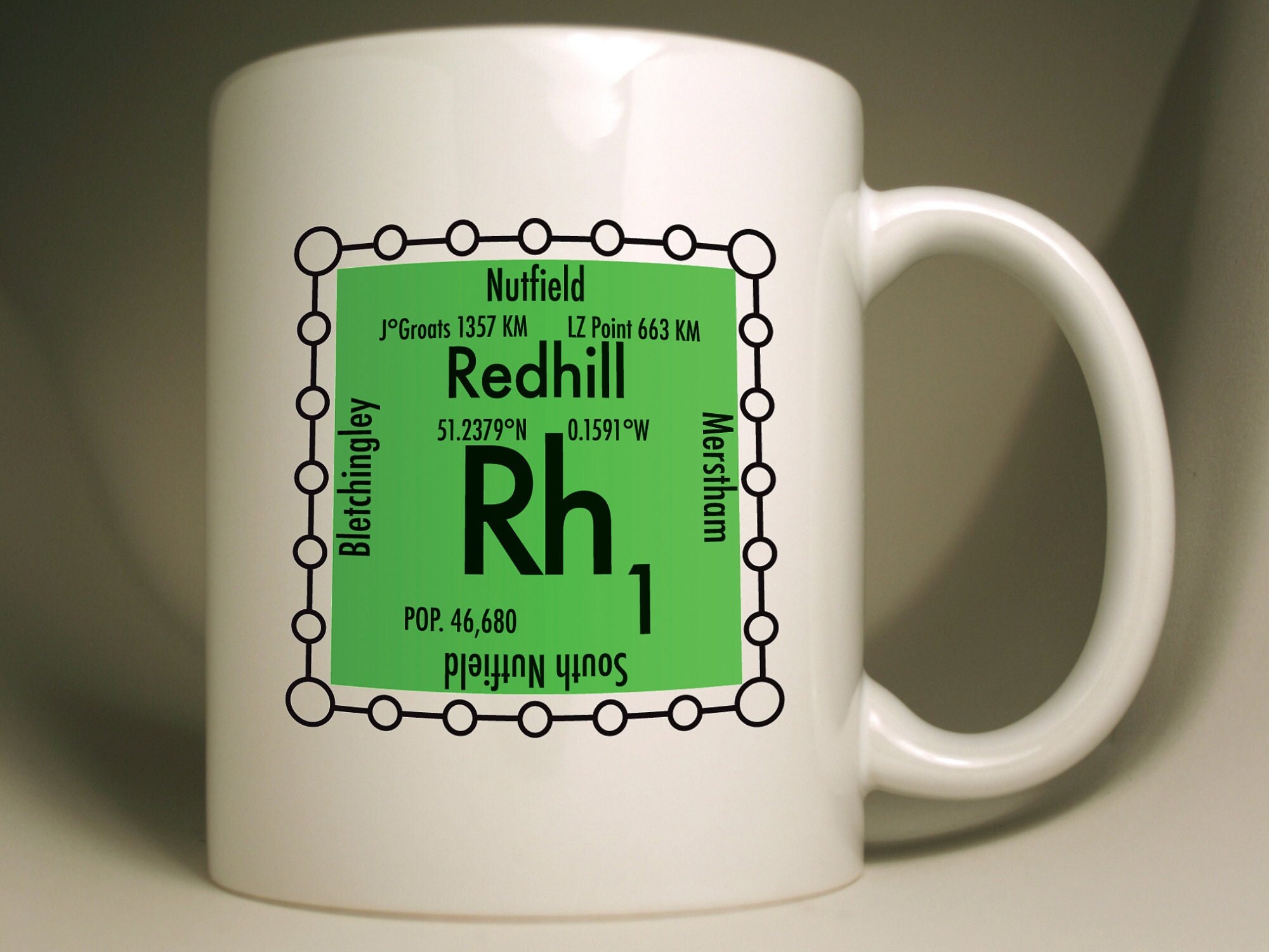Redhill Rh Postcode Mug With Personalised Science & Chemistry Design ...