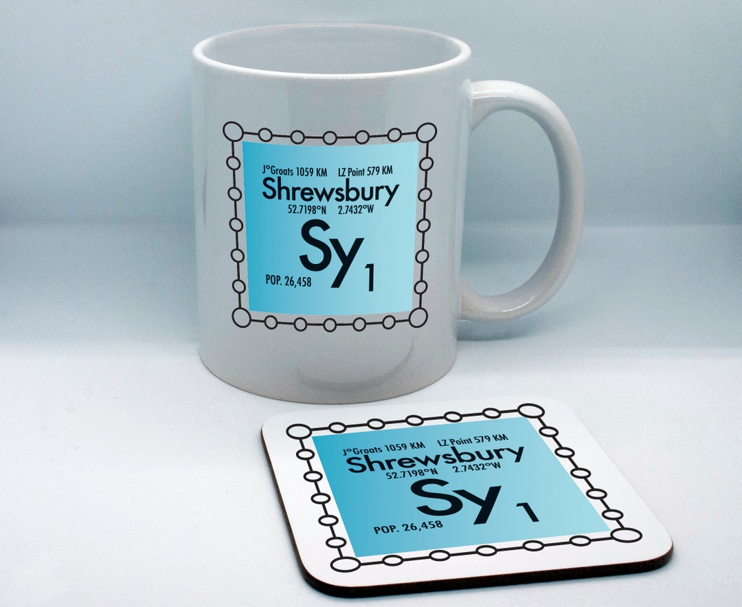 Shrewsbury Sy Postcode Mug and Coaster Personalised Science, Chemistry ...