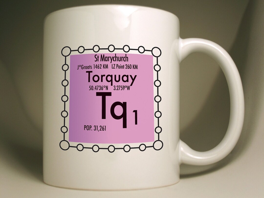 Torquay Tq postcode mug with personalised science & chemistry design ...