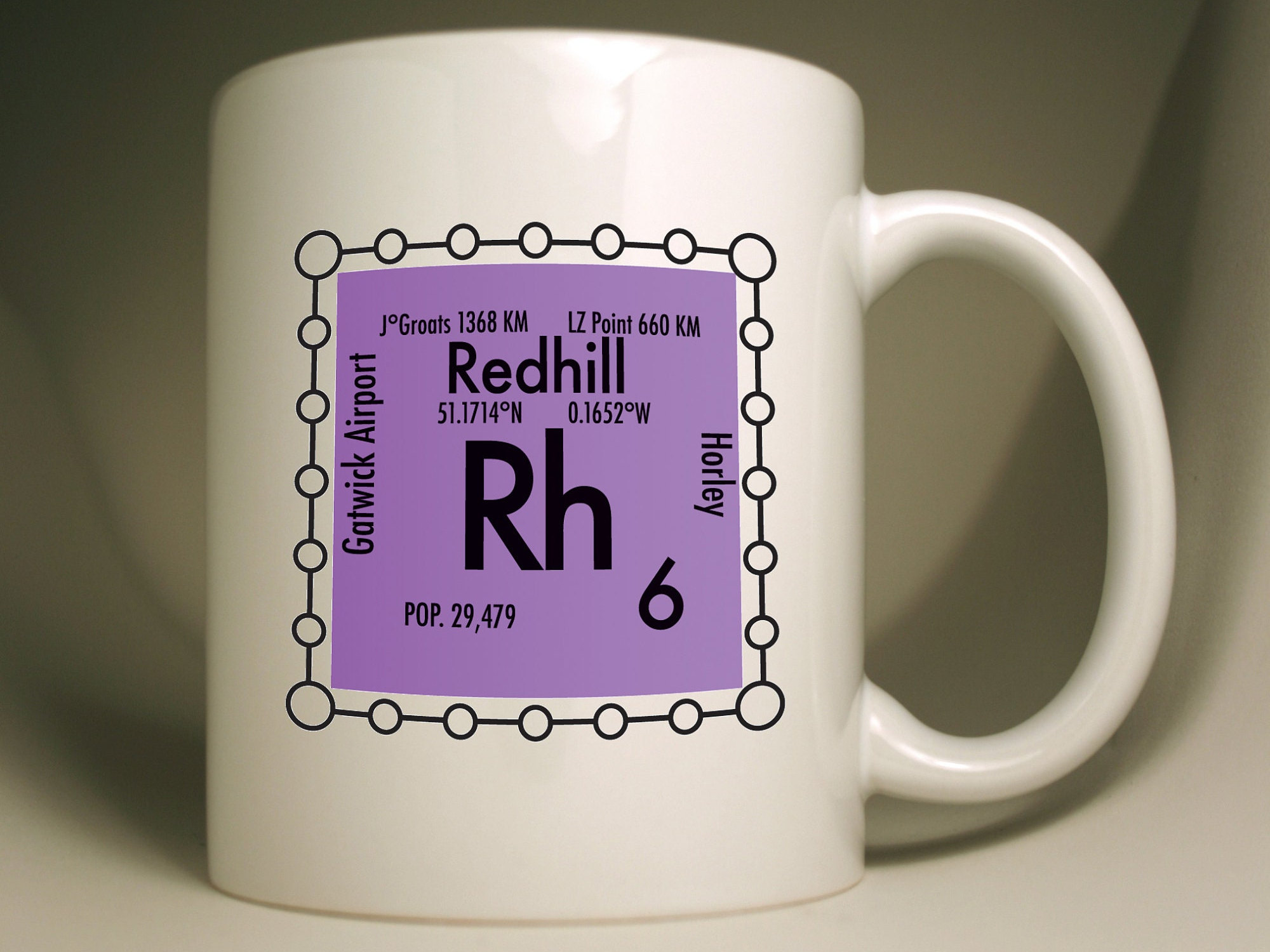 Redhill Rh Postcode Mug With Personalised Science & Chemistry Design ...