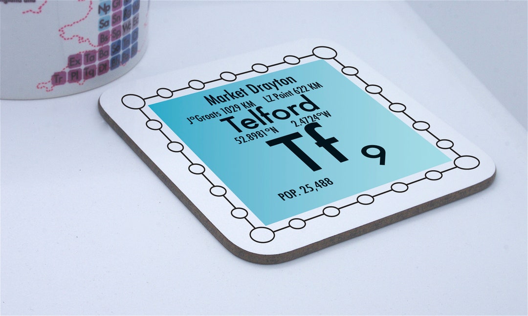 Telford Coaster With a Science Design: TF Postcodes - Etsy