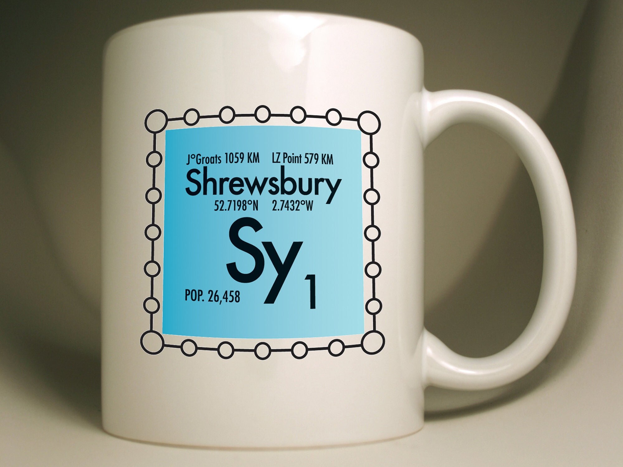 Shrewsbury Sy Postcode Mug With Personalised Science & Chemistry Design ...
