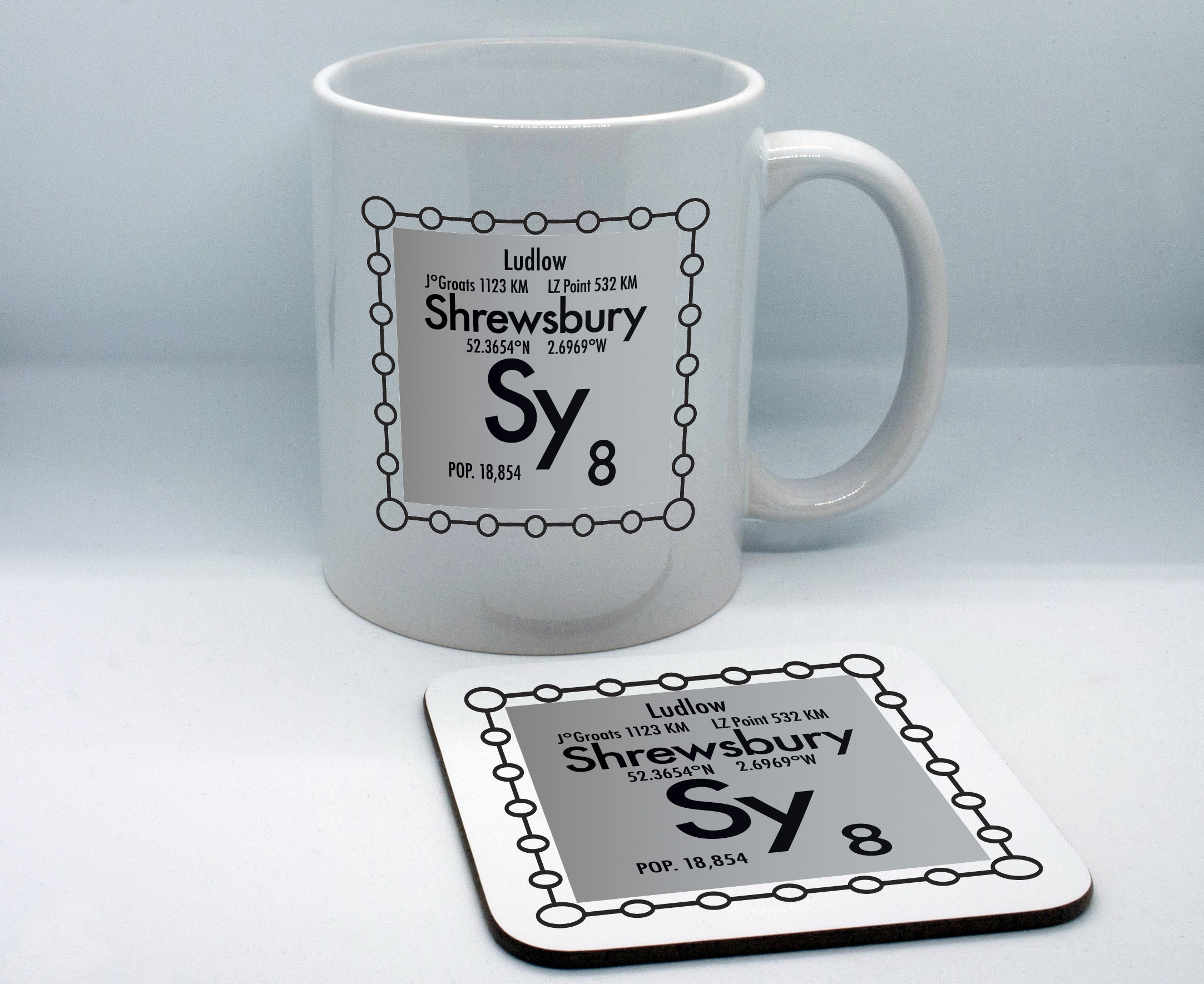 Shrewsbury Sy Postcode Mug and Coaster Personalised Science, Chemistry ...