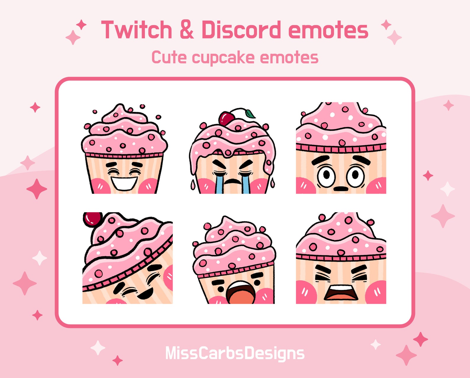 Cute Cupcake Emotes, Cute Twitch Emotes, Discord, Emote Set, Cupcakes ...