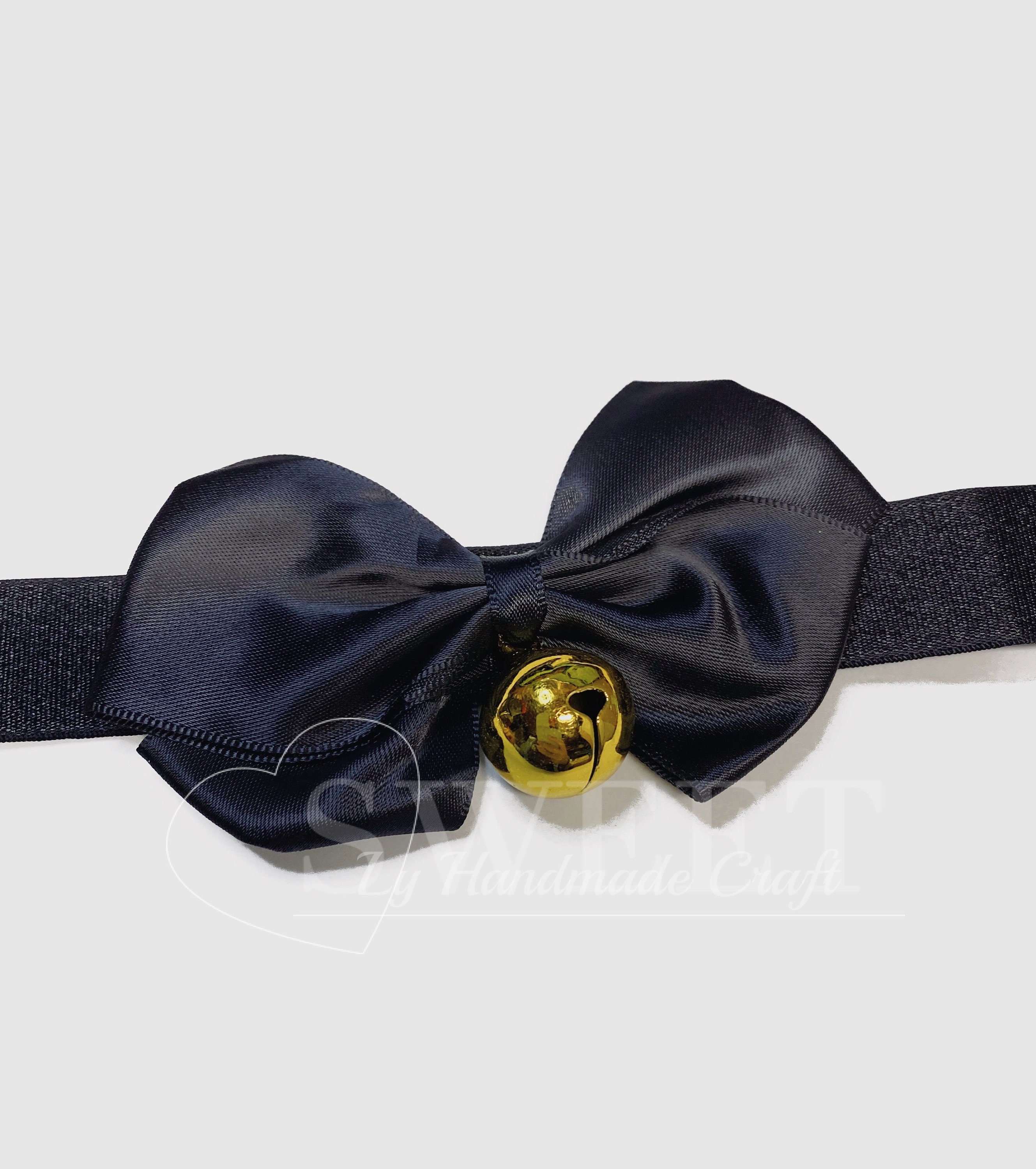 Anime Costume Cos-play Black Ribbon Bow With Gold Color Bell Choker ...
