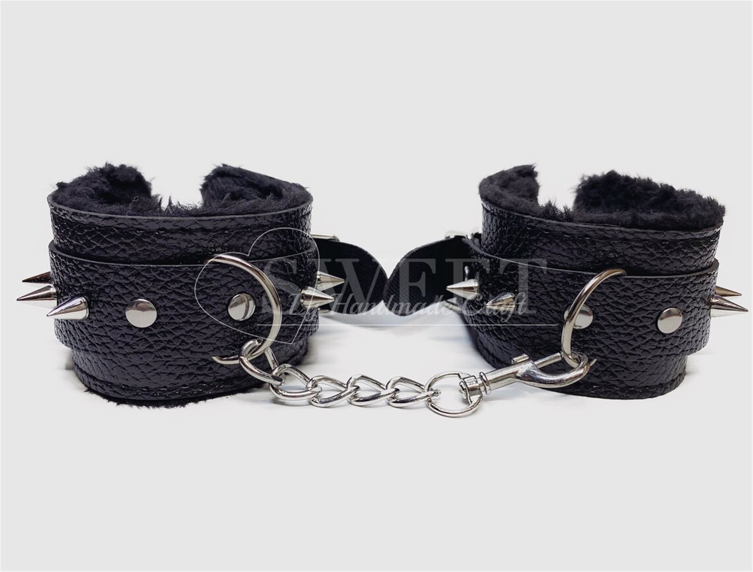 Punk Furry Cuff Set | Adjustable Faux Leather Cosplay & Costume Spike ...