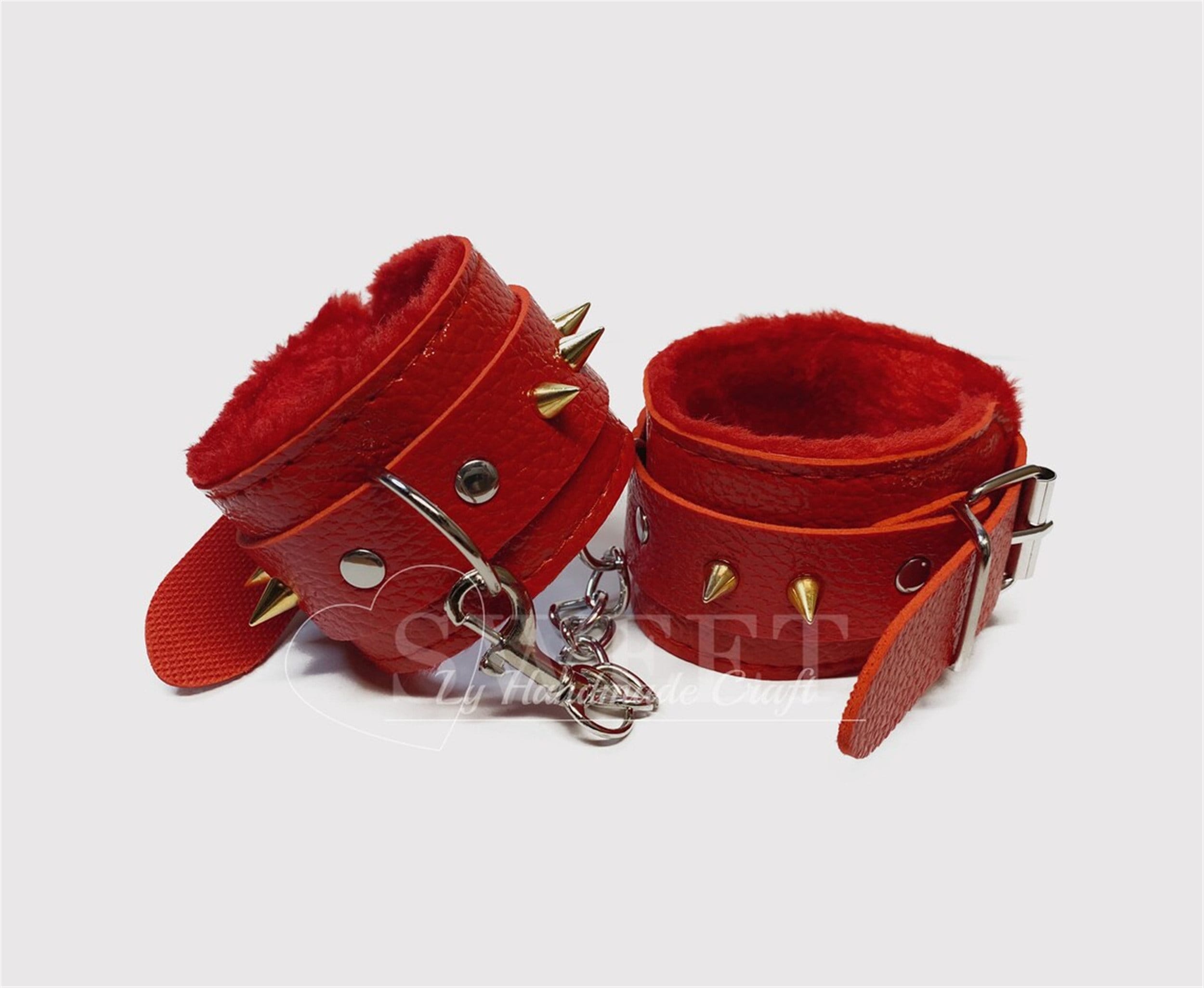 Punk Furry Cuff Set | Adjustable Faux Leather Cosplay & Costume Spike ...