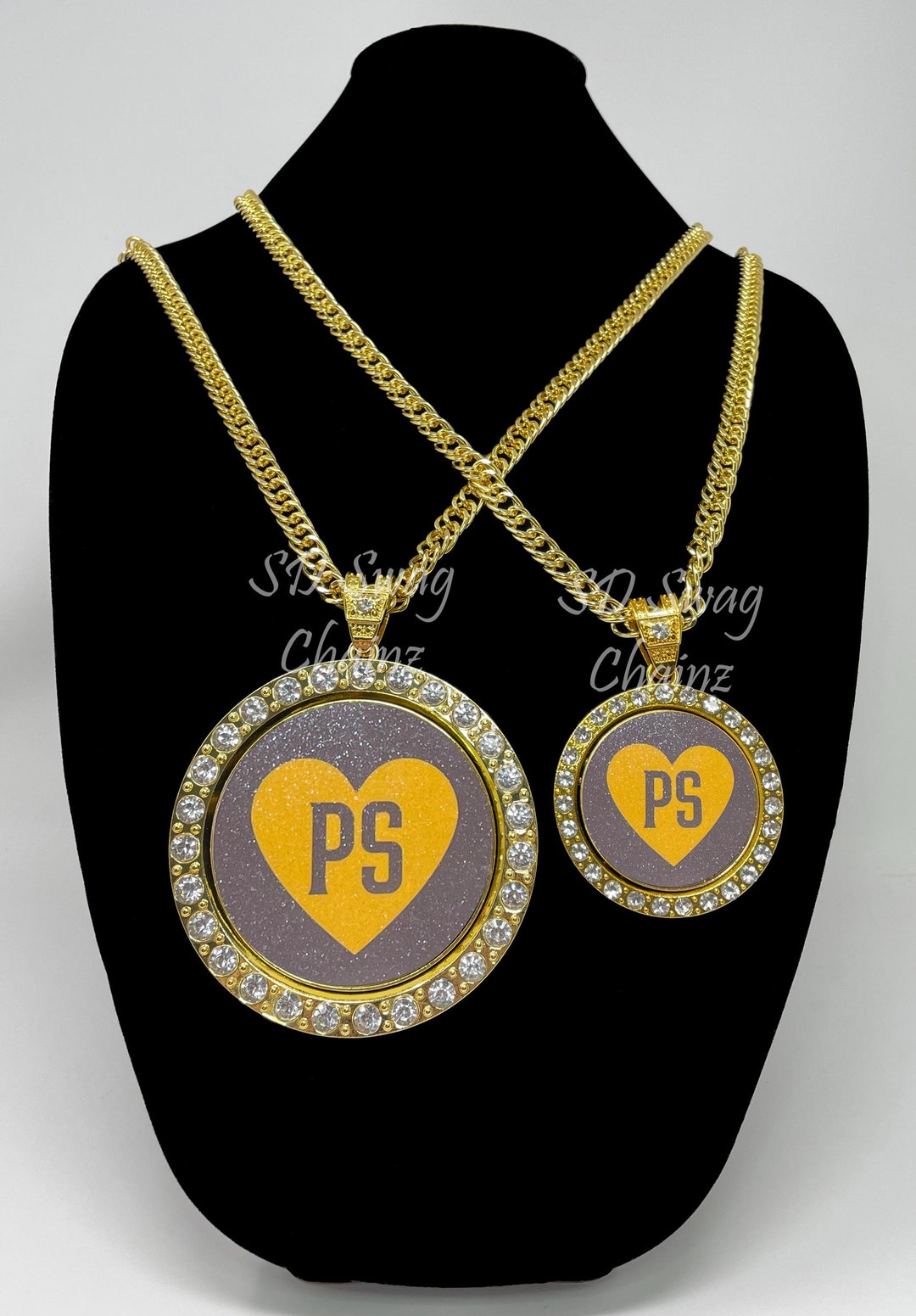Custom PS Heart Spinning Swag Chain Necklace - Custom Gold or Silver ...