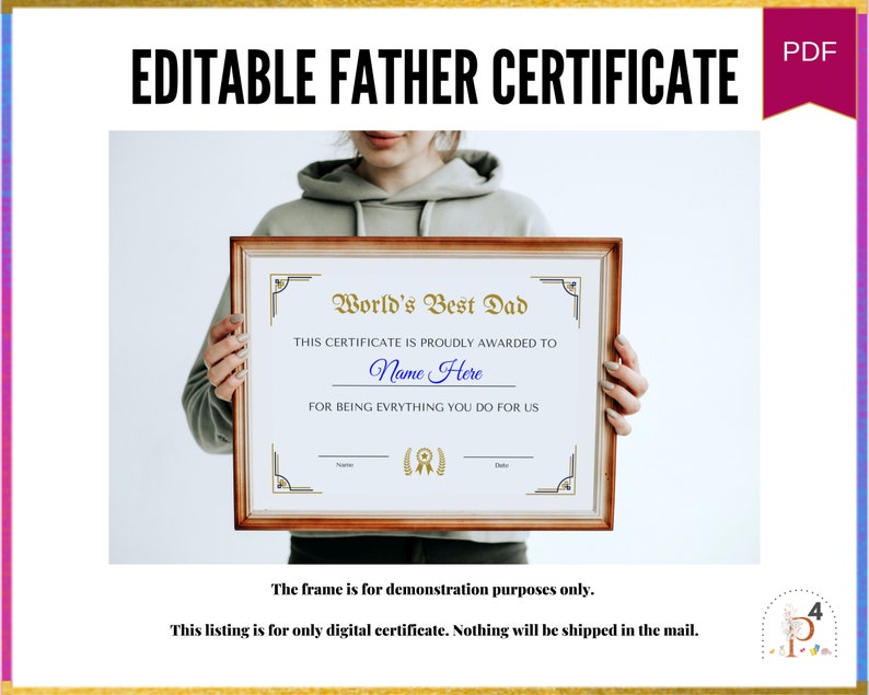 Father's Day Best Dad Award Badge Gift Daddy Certificate - Etsy