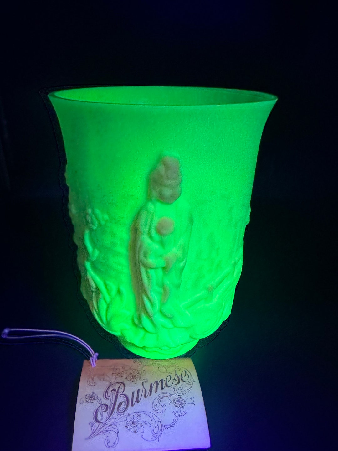 Vintage Fenton Burmese Mandarin Empress Vase Uranium Glow - Etsy