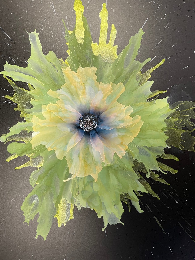 Alcohol Ink Flower, Original Painting - Etsy