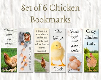 Printable Bookmark Chicken Printable Bookmark Set of 4 Bookmarks ...