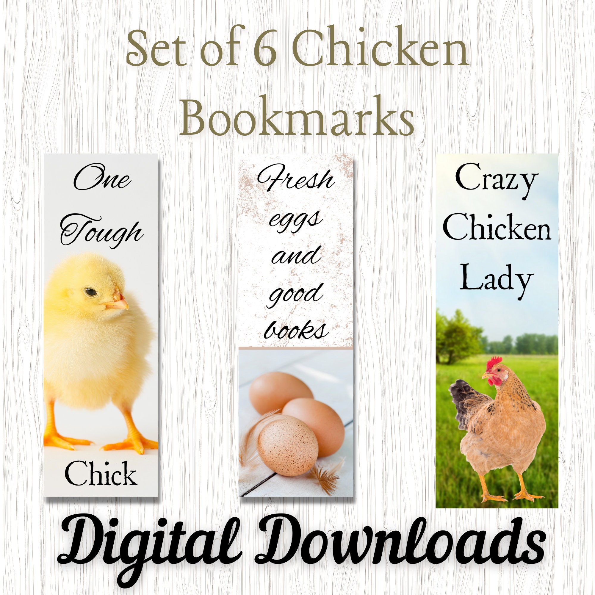 Set of Six Chicken Bookmarks Digital Bookmarks to Download - Etsy