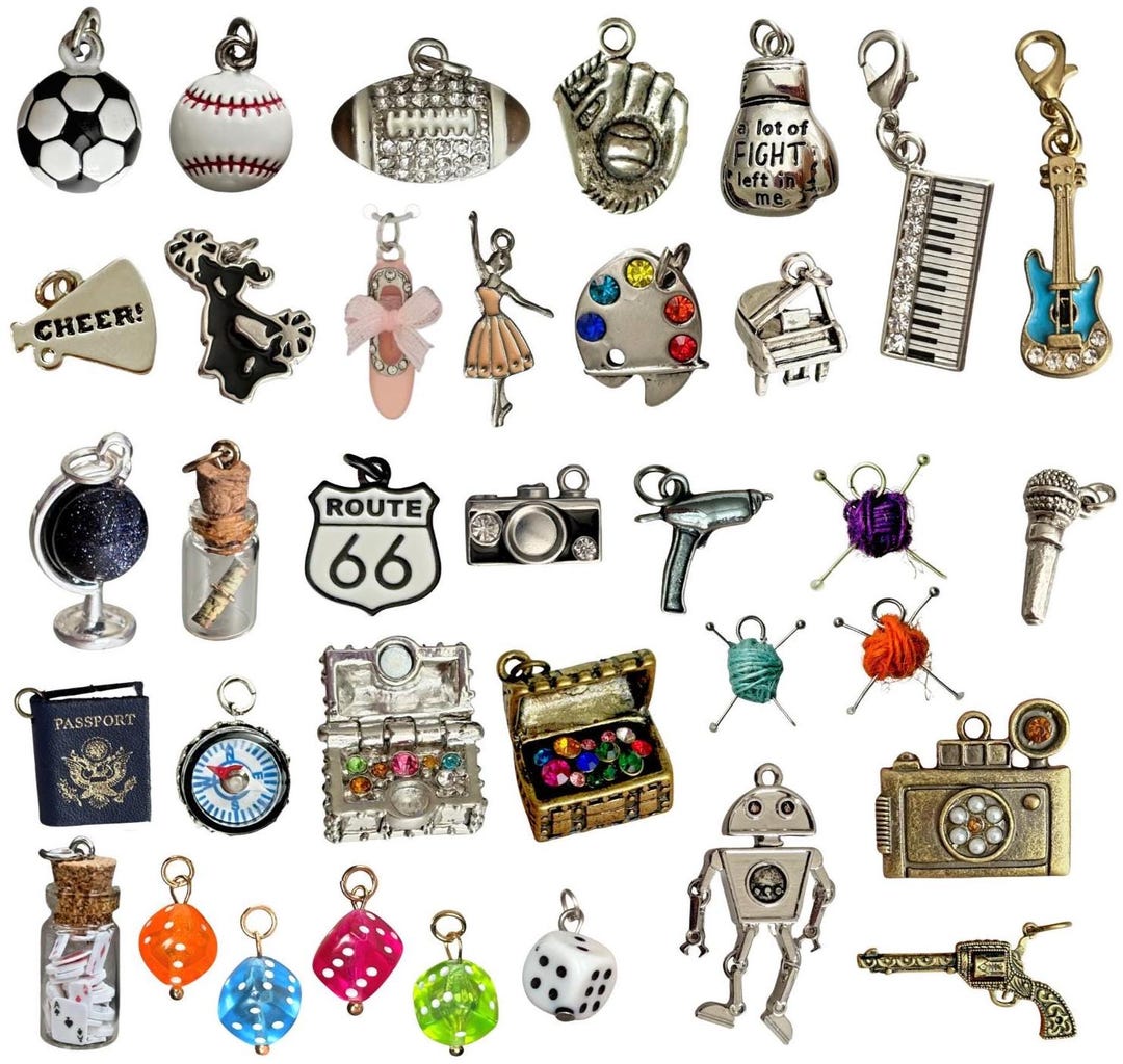 Assorted Sports, Hobby and Travel Themed Charms for Bracelets ...