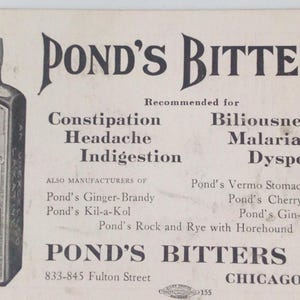 Pond's BITTERS Victorian Trade Card Excellent Condition - Etsy