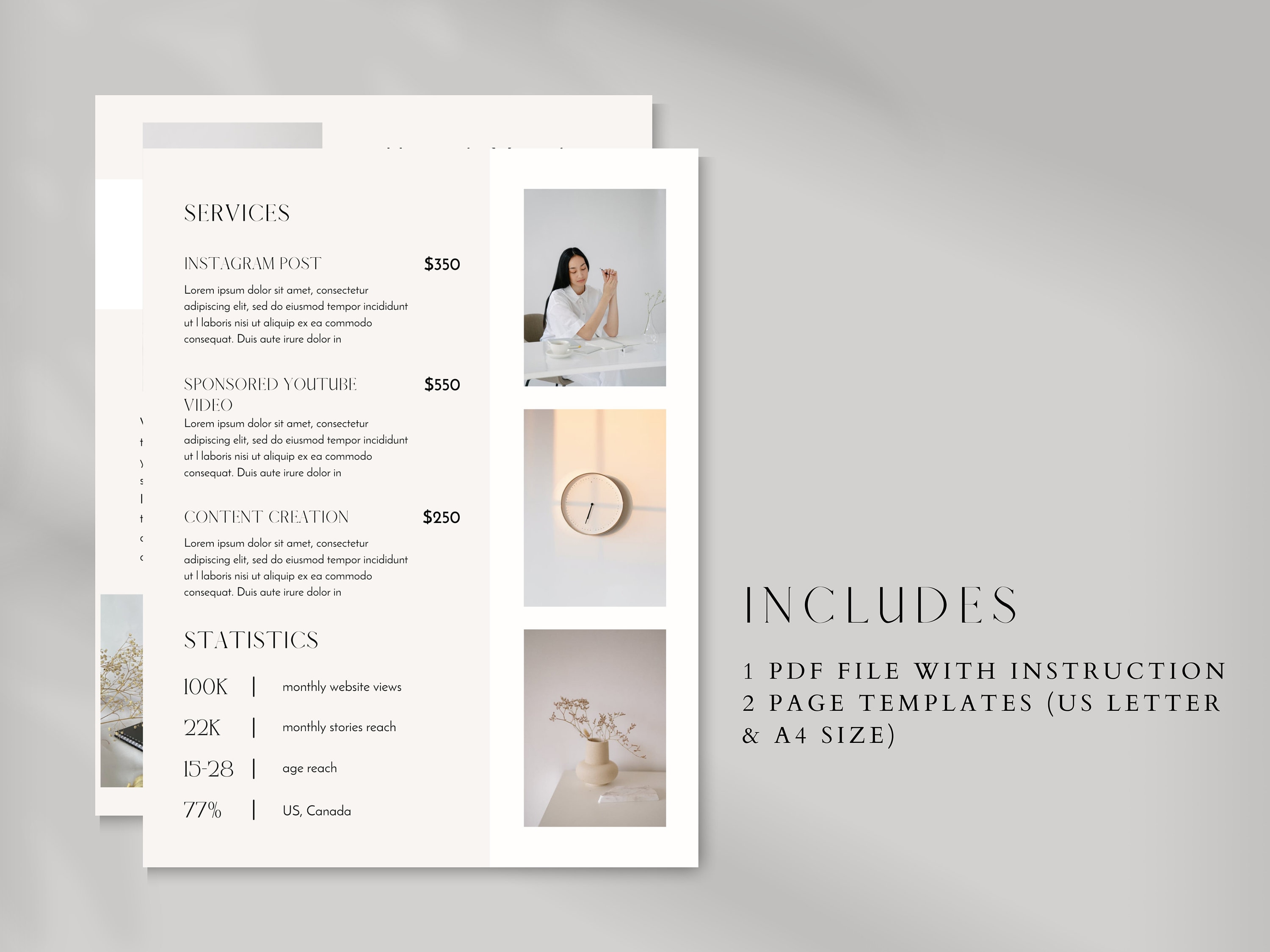 2 Page Media Kit Templates, Influencer Media Kit, Blogger Canva ...