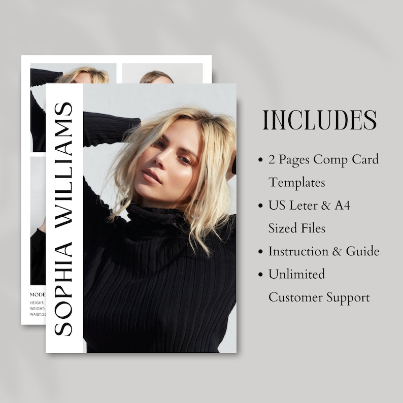 Modeling Comp Card Template, Fashion Model Zed Card, Model Portfolio ...