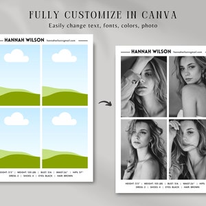 Modeling Comp Card Template, Canva Template, Fashion Model Zed Card ...
