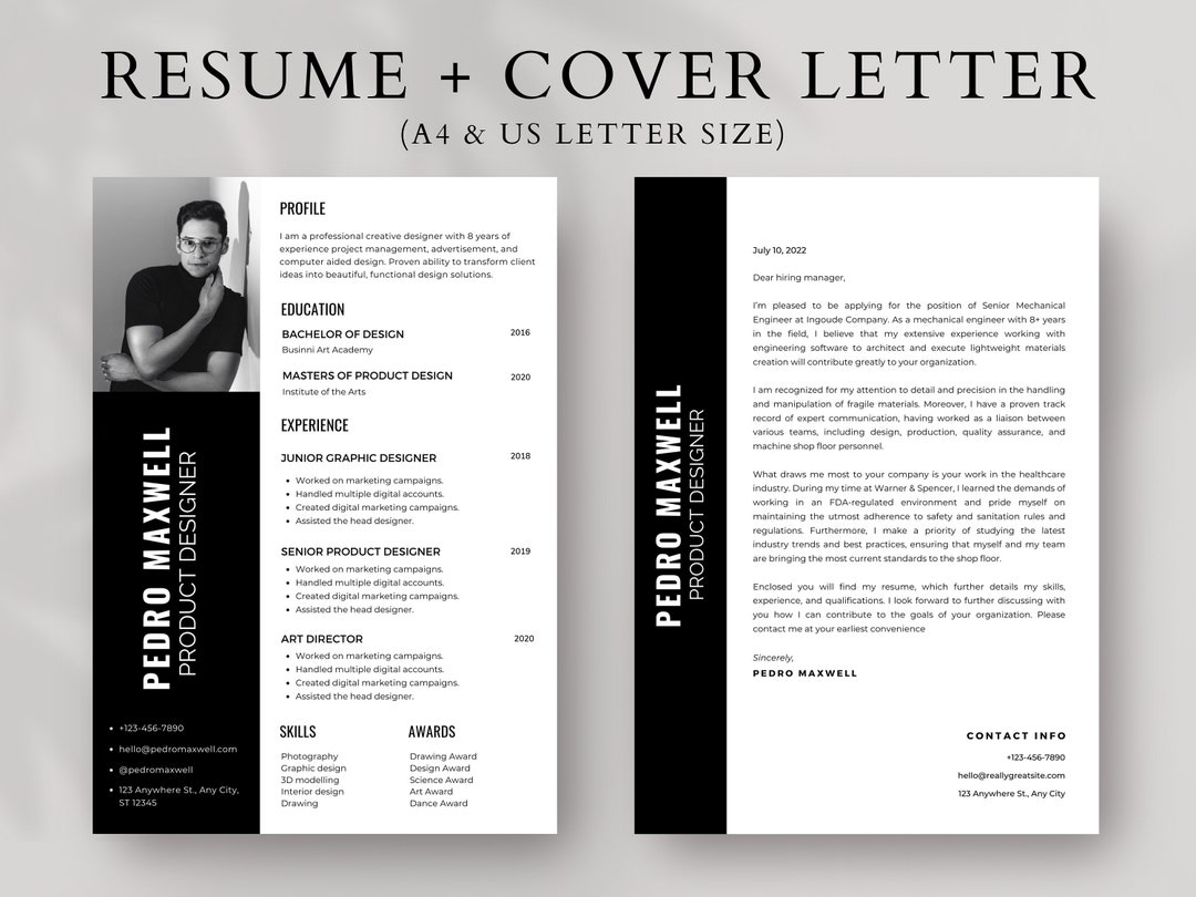 Modern Resume and Cover Letter Template, Editable Canva Template, CV ...