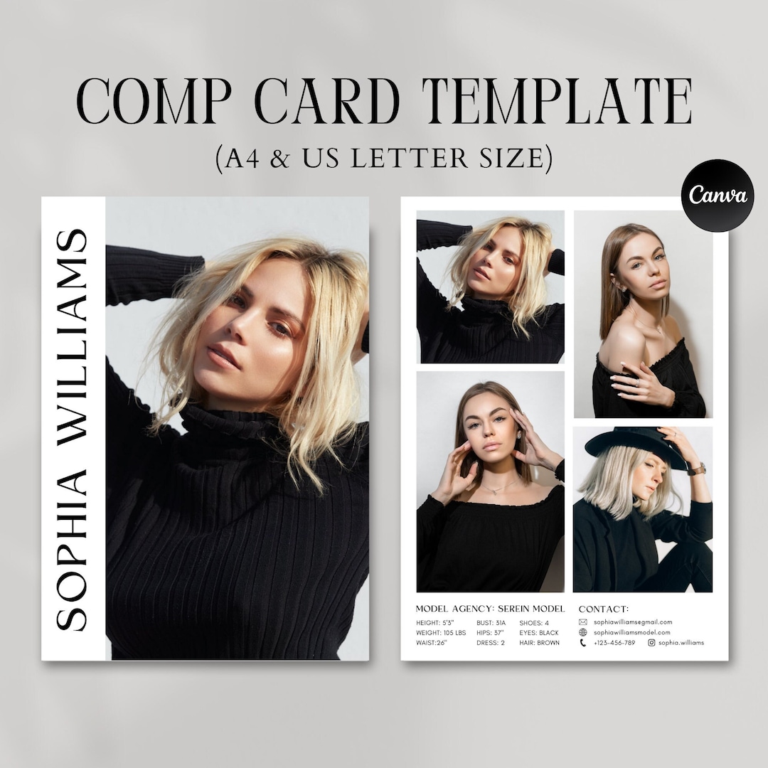 Modeling Comp Card Template, Fashion Model Zed Card, Model Portfolio ...