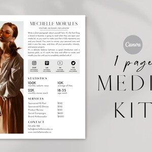 1 Page Media Kit, Minimalist Press Kit, Media Kit Template Canva ...