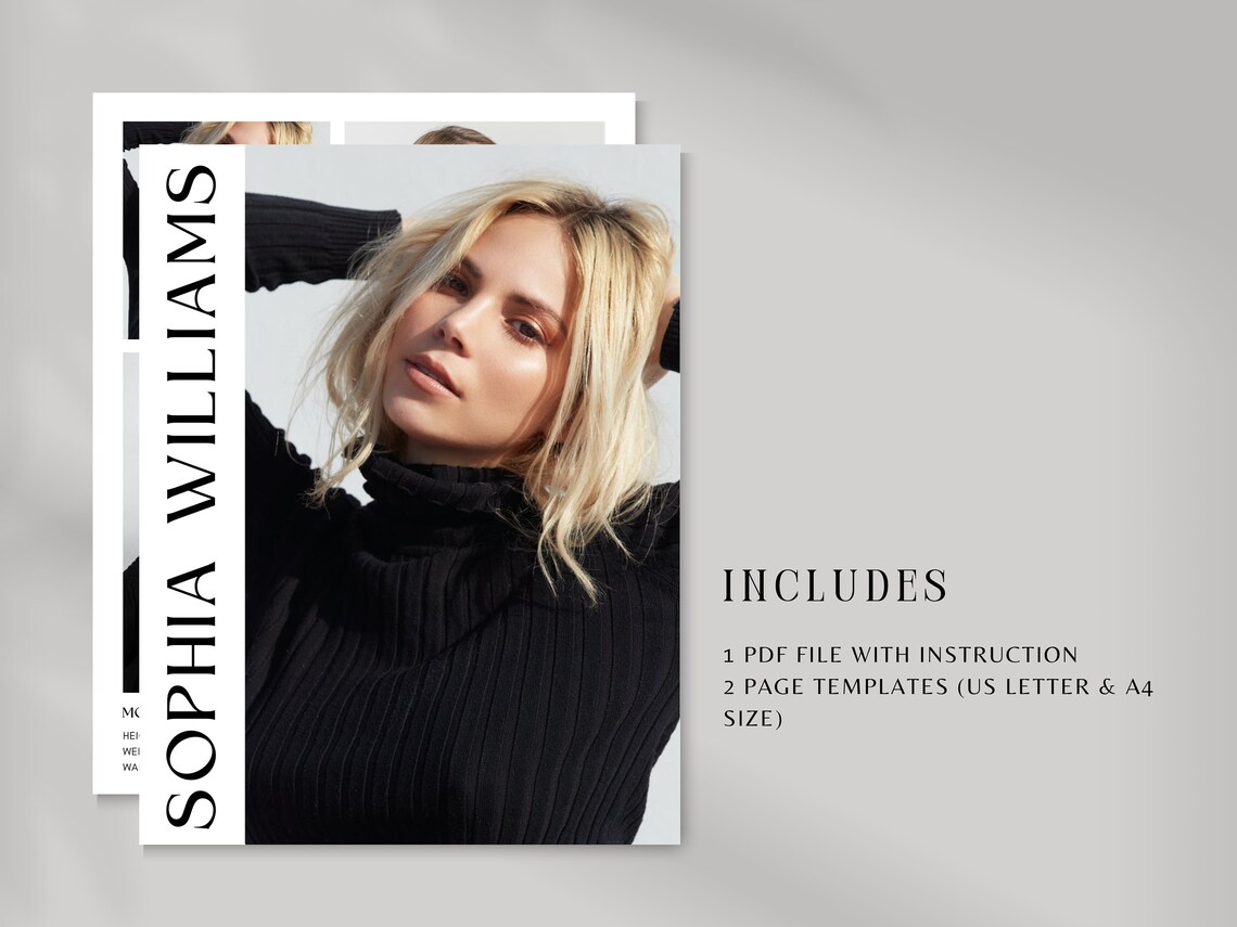 Modeling Comp Card Template, Fashion Model Zed Card, Model Portfolio ...