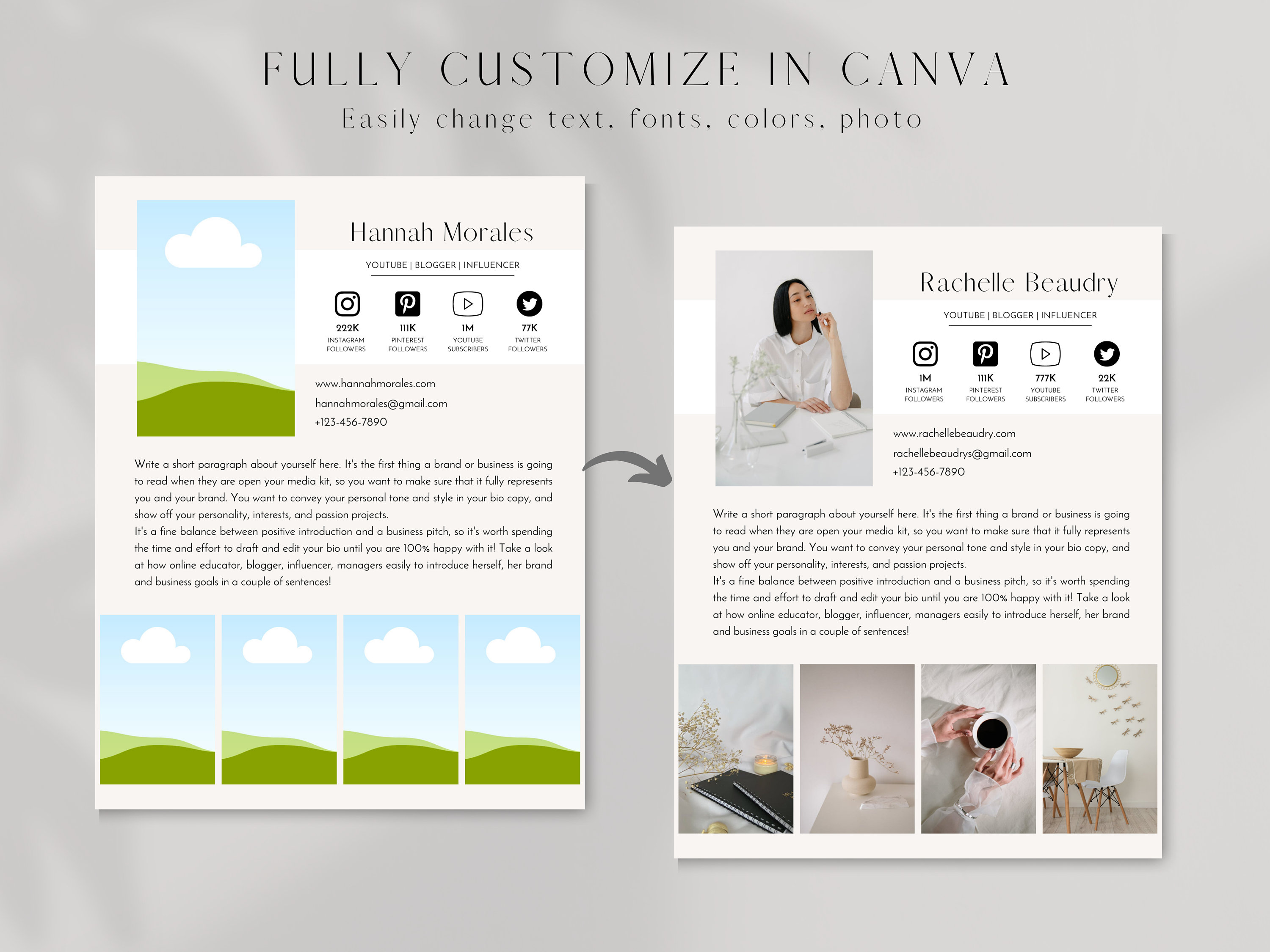 2 Page Media Kit Templates, Influencer Media Kit, Blogger Canva ...