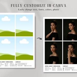 Modeling Comp Card Template, Canva Template, Fashion Resume Photo Card ...