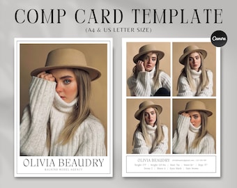 Modeling Comp Card Template, Zed Card Canva Template, Fashion Model ...
