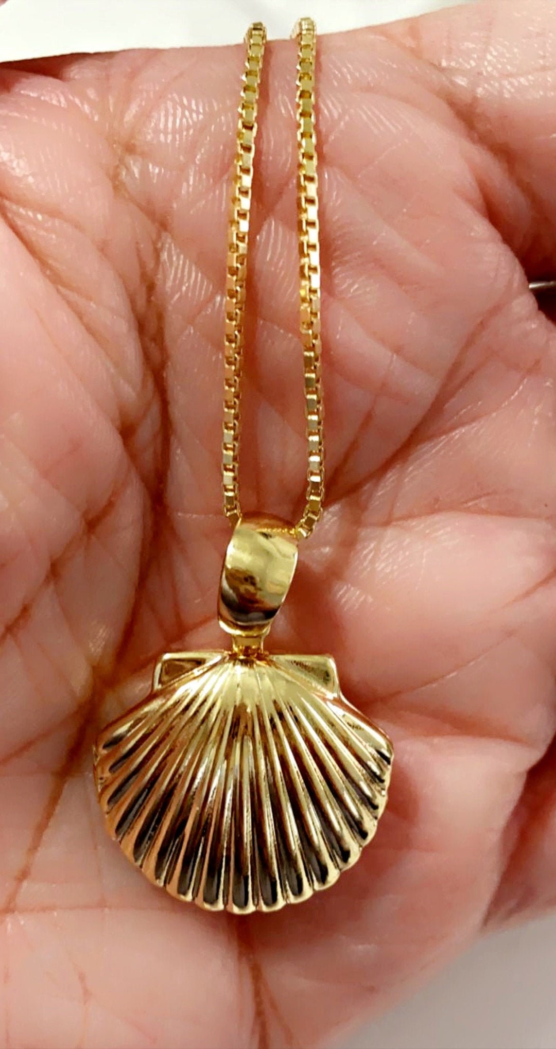 18K Gold Filled Shell Pendant With Necklace, Dainty Shell Charm Pendant ...