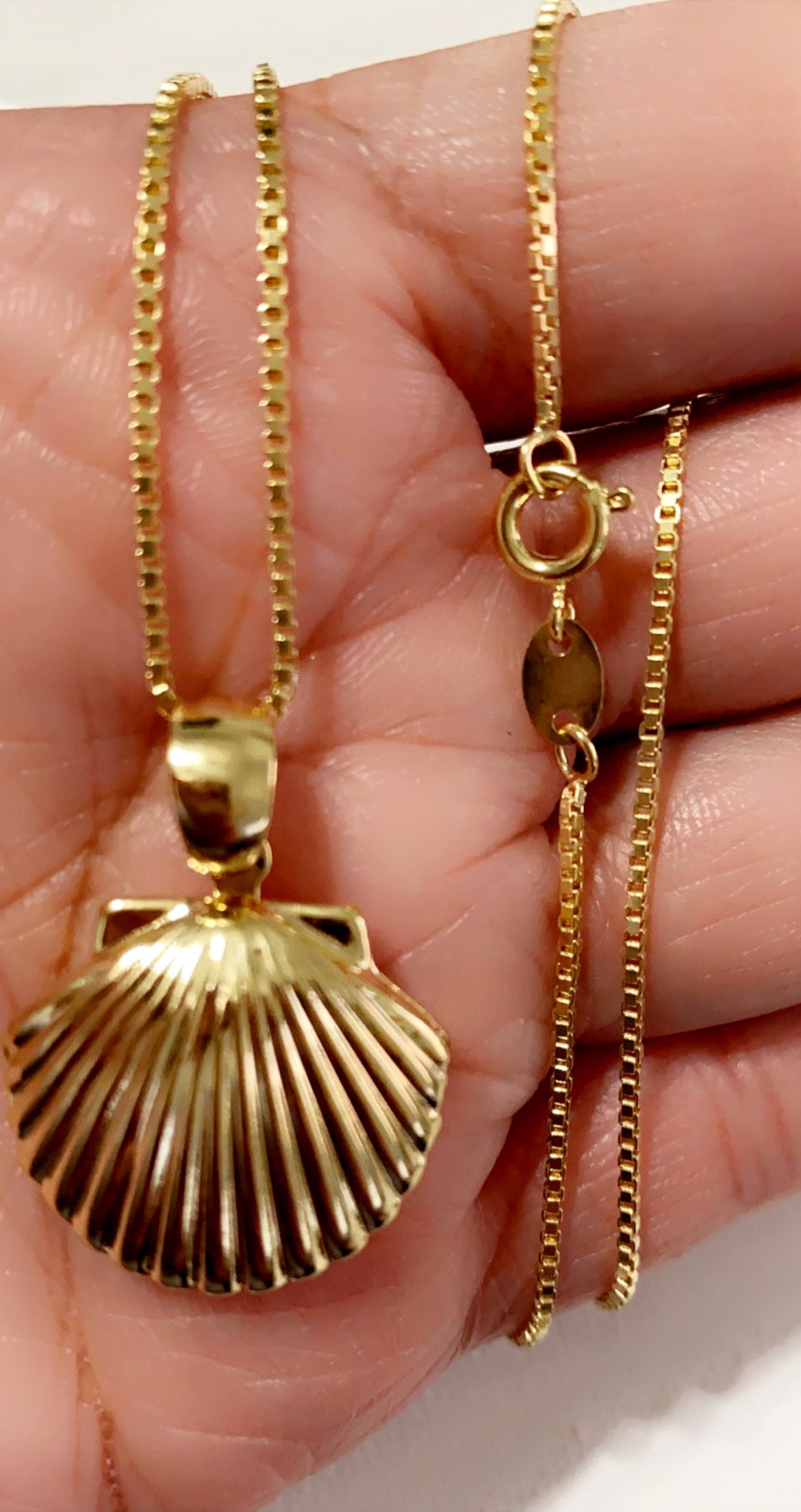 18K Gold Filled Shell Pendant With Necklace-Shell | Etsy