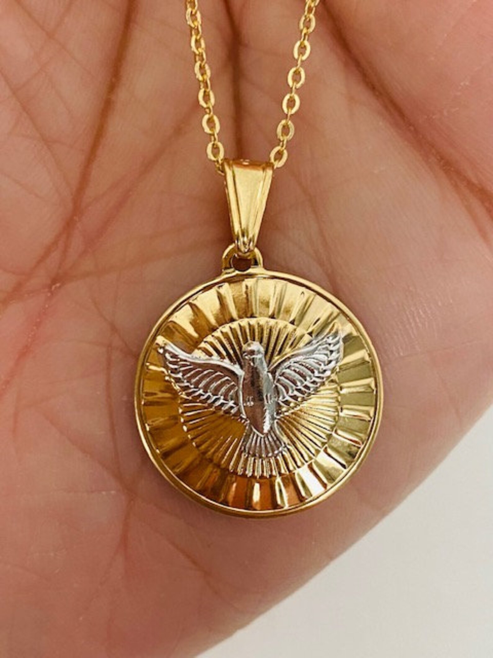 Holy Spirit Gold Filled Dove Necklace 18k Gold Filled Dove - Etsy