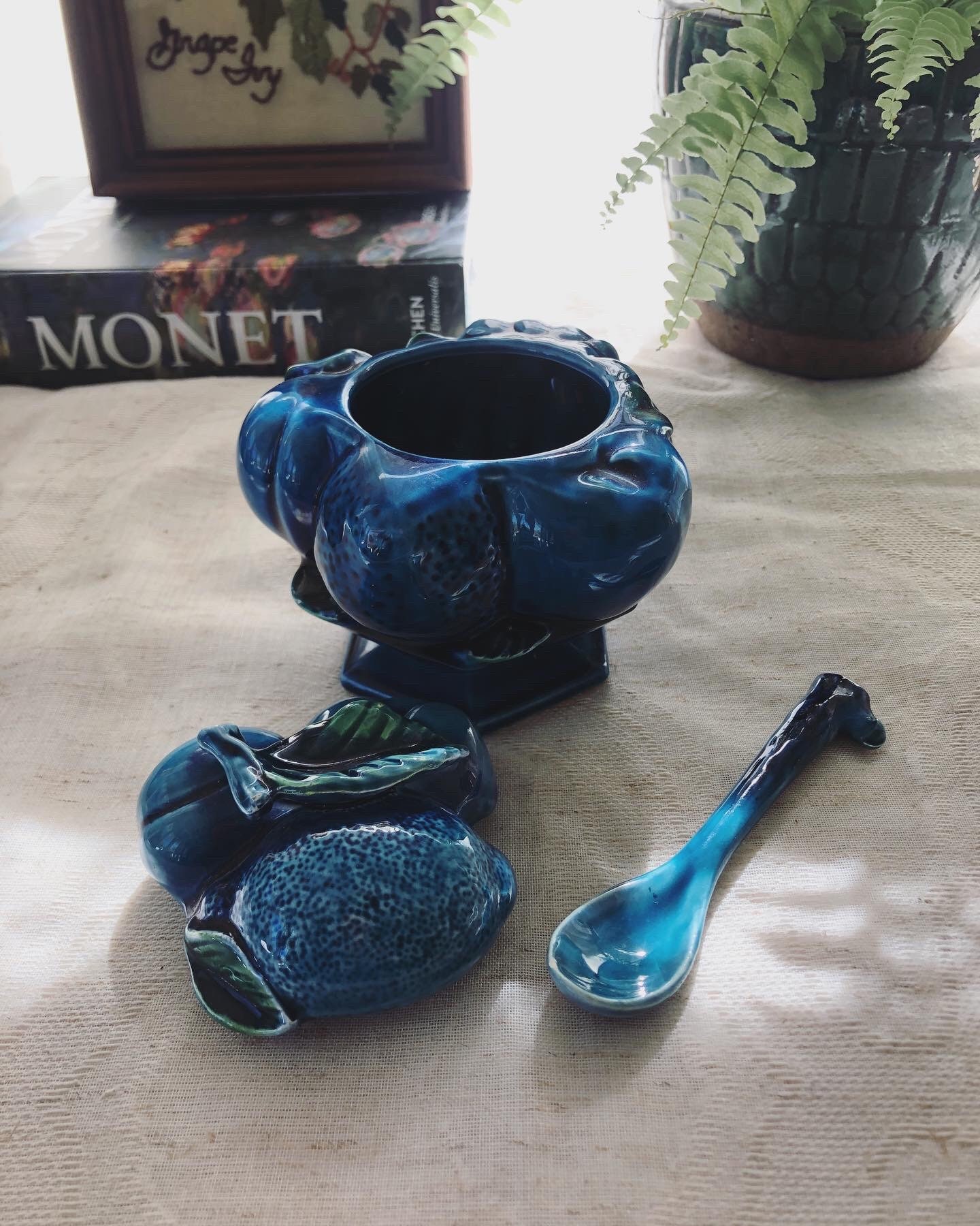 Vintage Inarco Japan Mood Blue Jam/jelly Pot With Spoon and Lid - Etsy