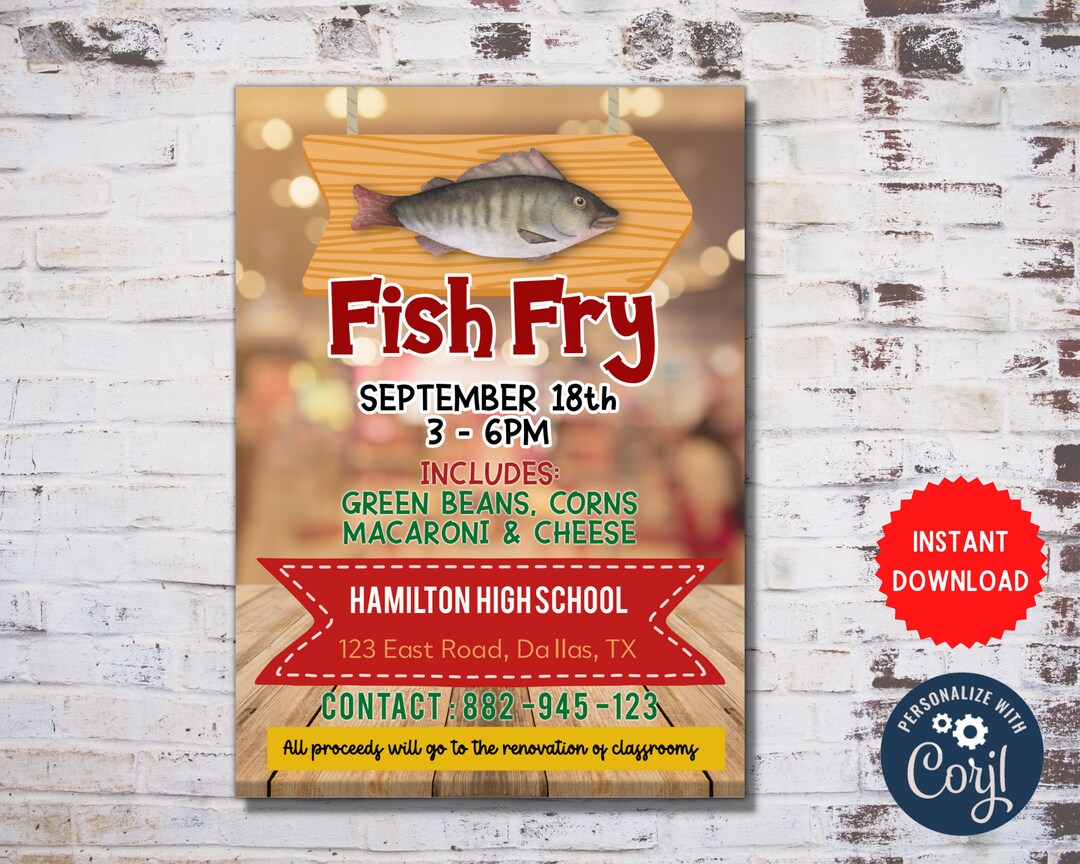 Fish Fry Party, Personalize Fundraising Event Invite, Customize Fish ...