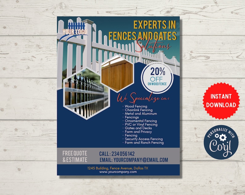 Fence Installation and Repair Flyer, Fencing Flyer Design Template ...