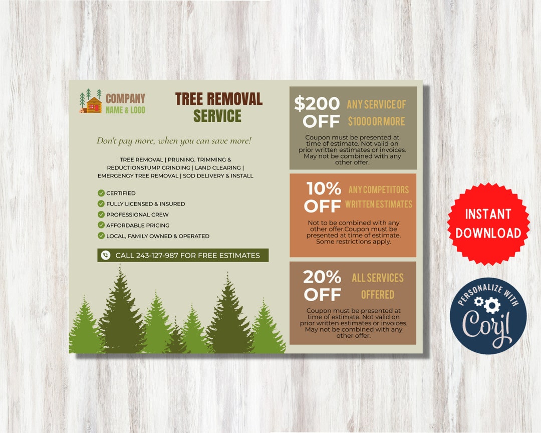 Tree Removal Template, Service Repair Flyer, Editable Business Opening ...