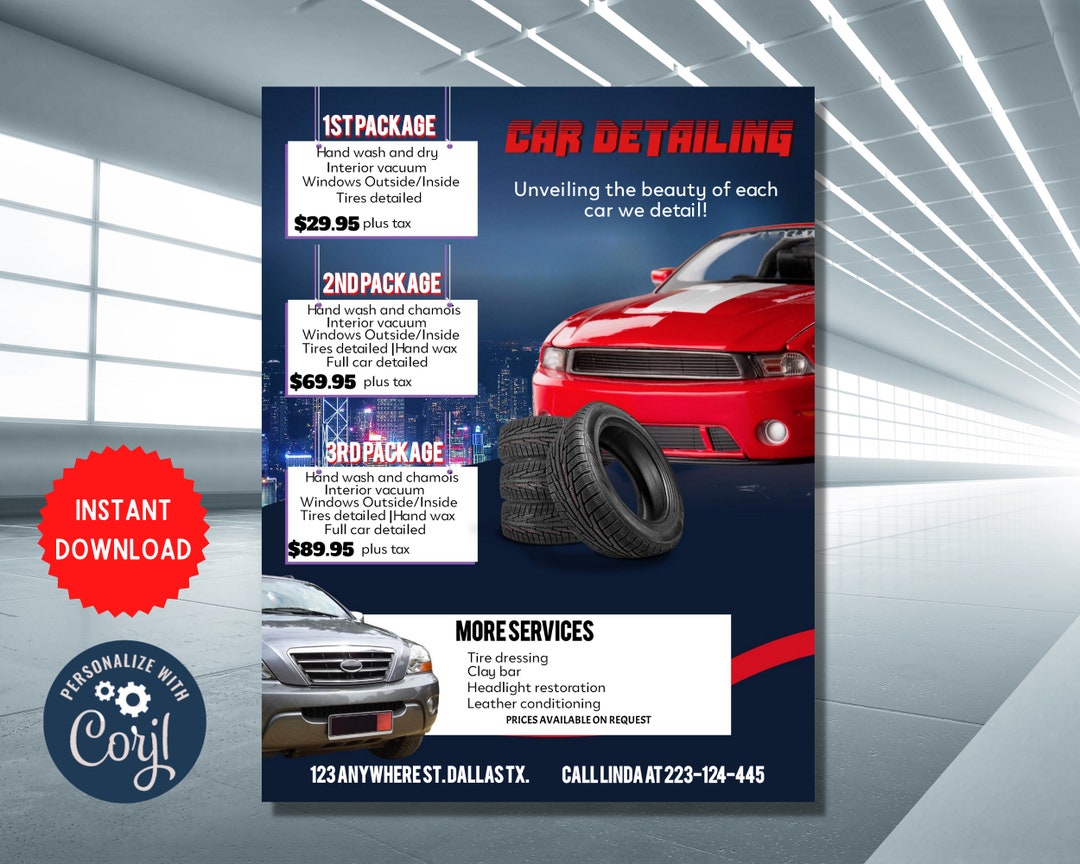 Car Detailing Event Flyer Printable | Washing Service, Flyer ...