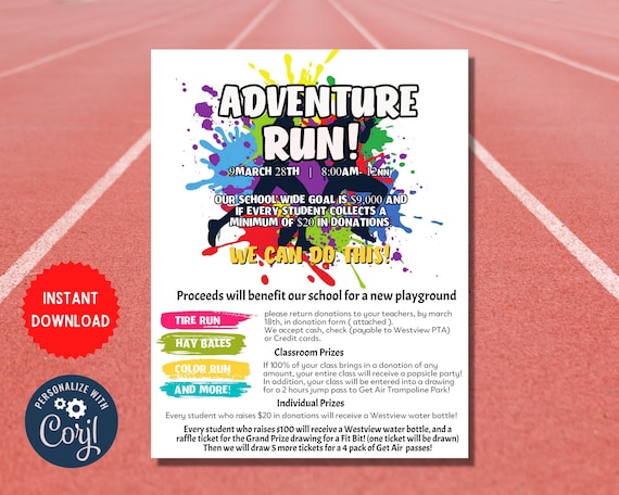 Adventure Run Event Flyer Printable School Fun Run - Etsy