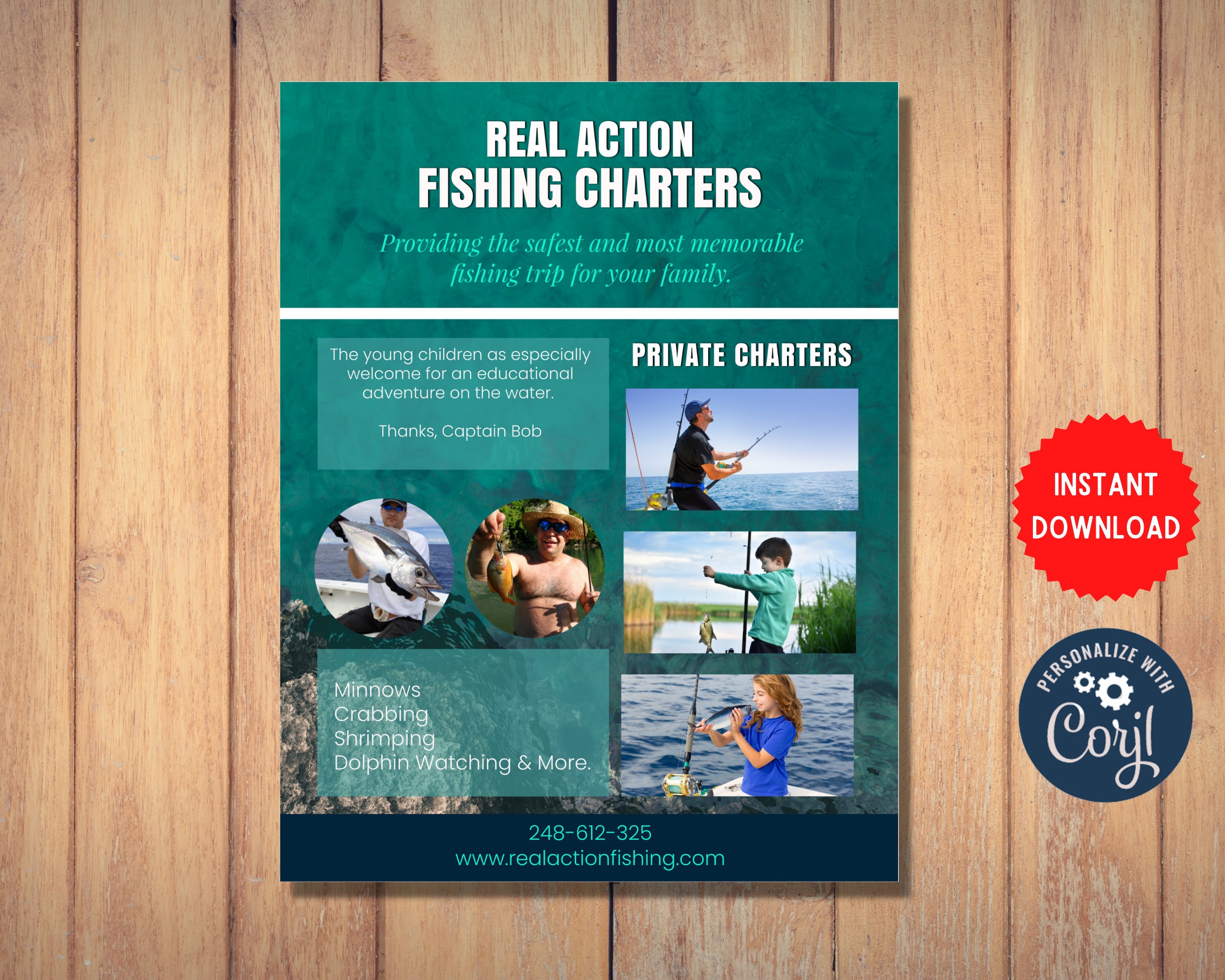 Real Fishing Charters Flyer Printable | Private Charter Event | Fishing ...