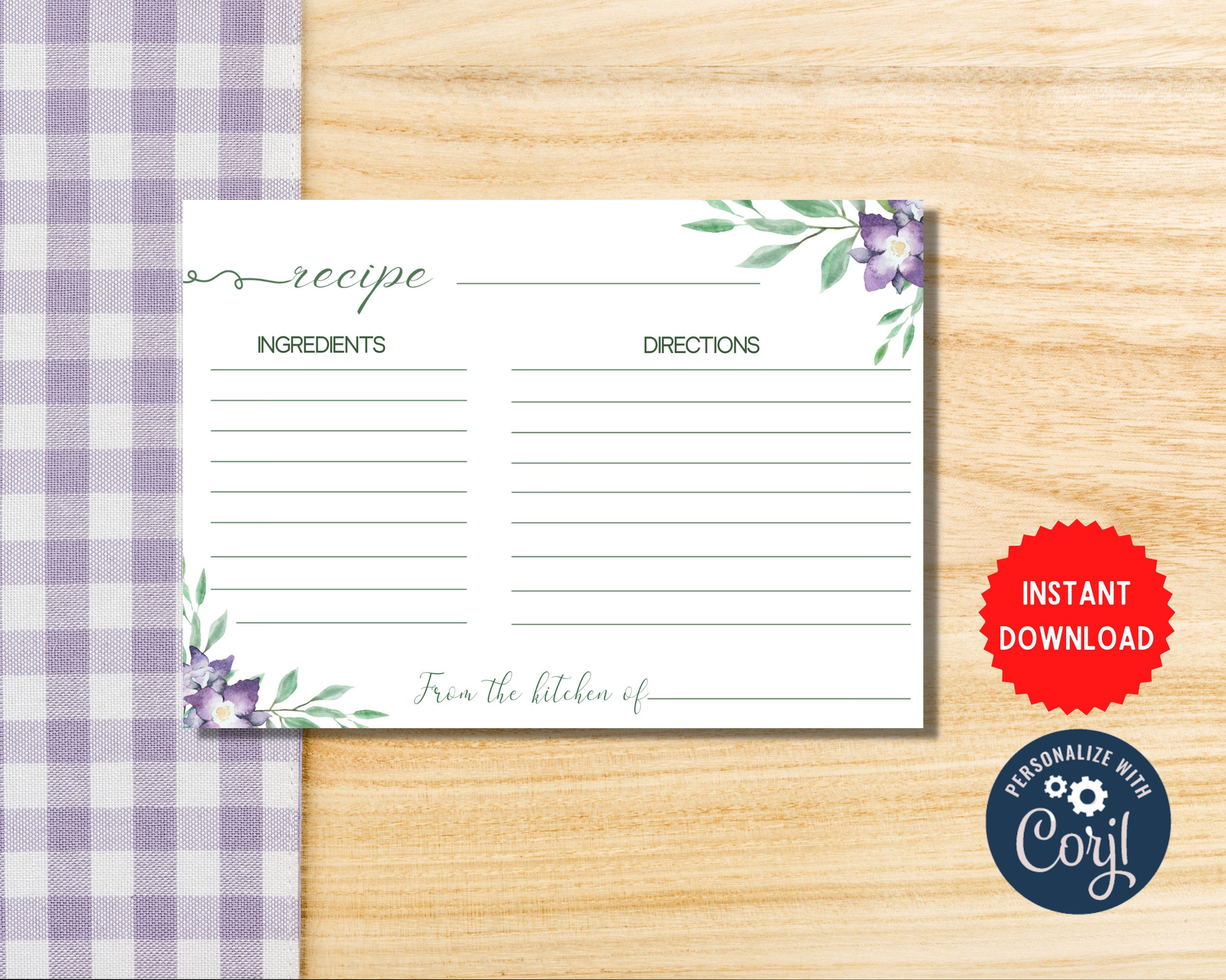 Printable Recipe Cards With Purchase Patterns