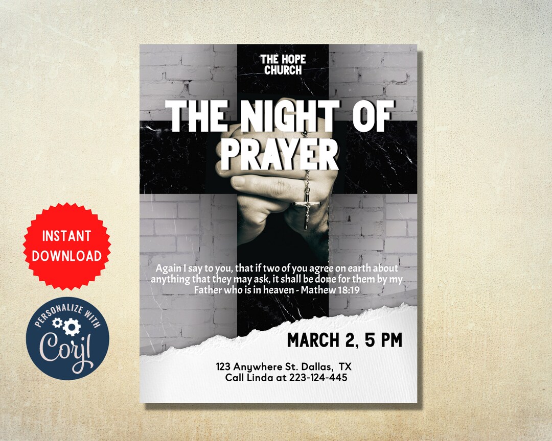 Church Invite Flyer, DIY Prayer Flyer, Prayer Service Invite, Church ...