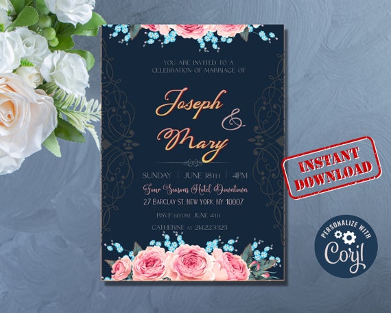 Royal Wedding Invite Template Custom Text Invitation Instant | Etsy